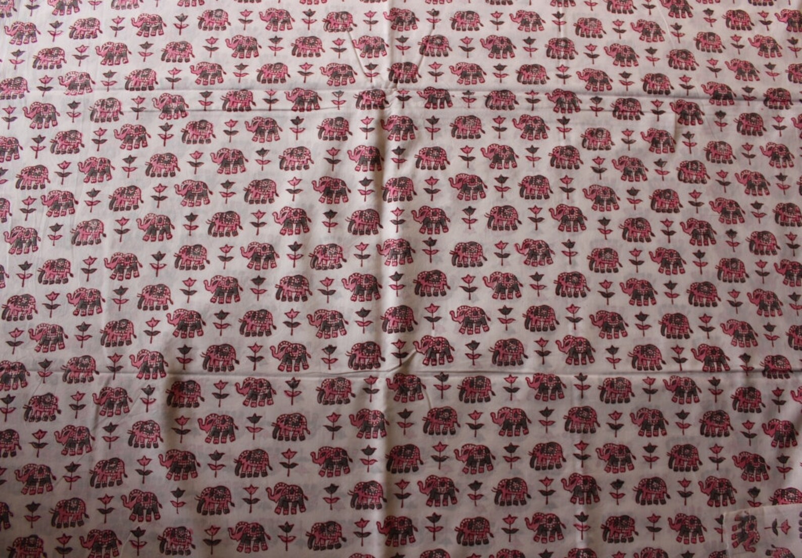 Pink Elephant Print Hand Block Print Printed Cotton Fabric | Etsy