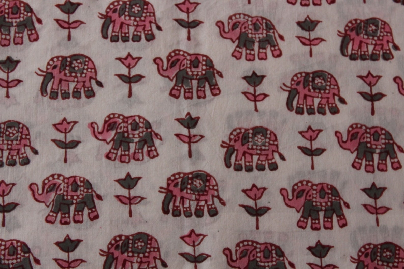 Pink Elephant Print Hand Block Print Printed Cotton Fabric - Etsy