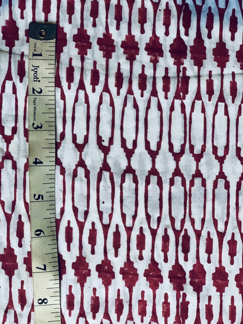 Maroon Hand block print floral print soft cotton fabric | Etsy