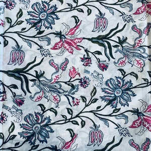 Floral Print Cotton Fabric Floral Block Print Sewing Theme Fabric ...
