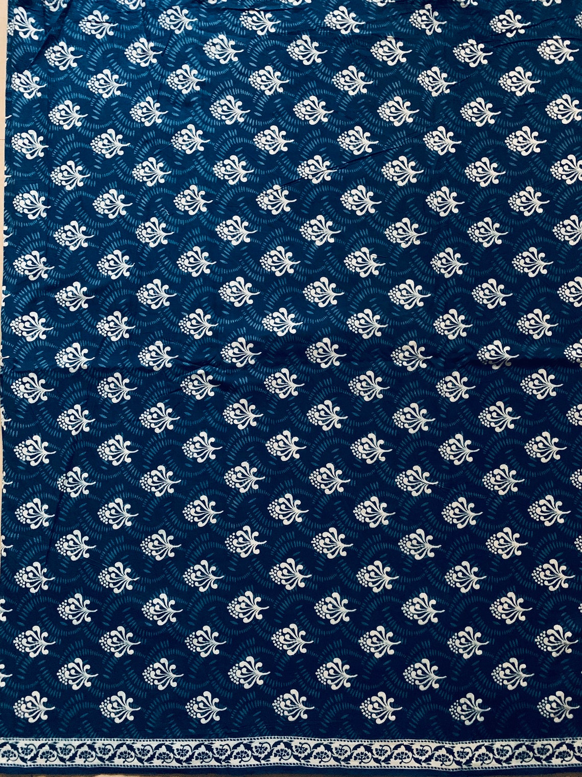 Hand Block Print Indigo Dyed Fabric Geometric Print Fabric | Etsy