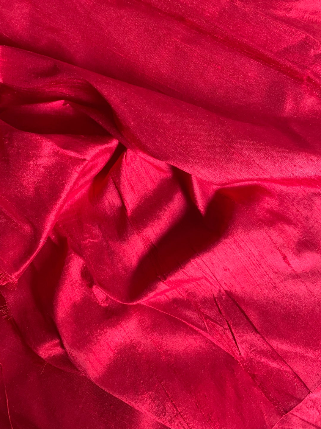 Tejido rojo indio Dupioni seda cruda cortado a medida bodas vestido de ...