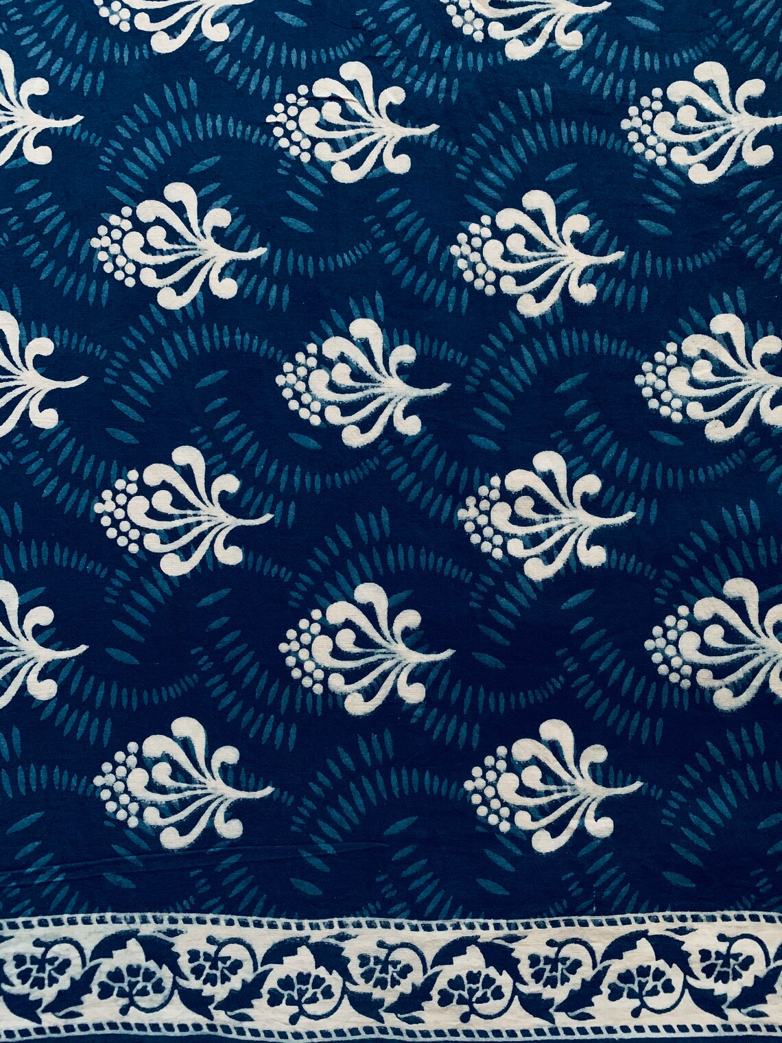 Hand Block Print Indigo Dyed Fabric Geometric Print Fabric | Etsy