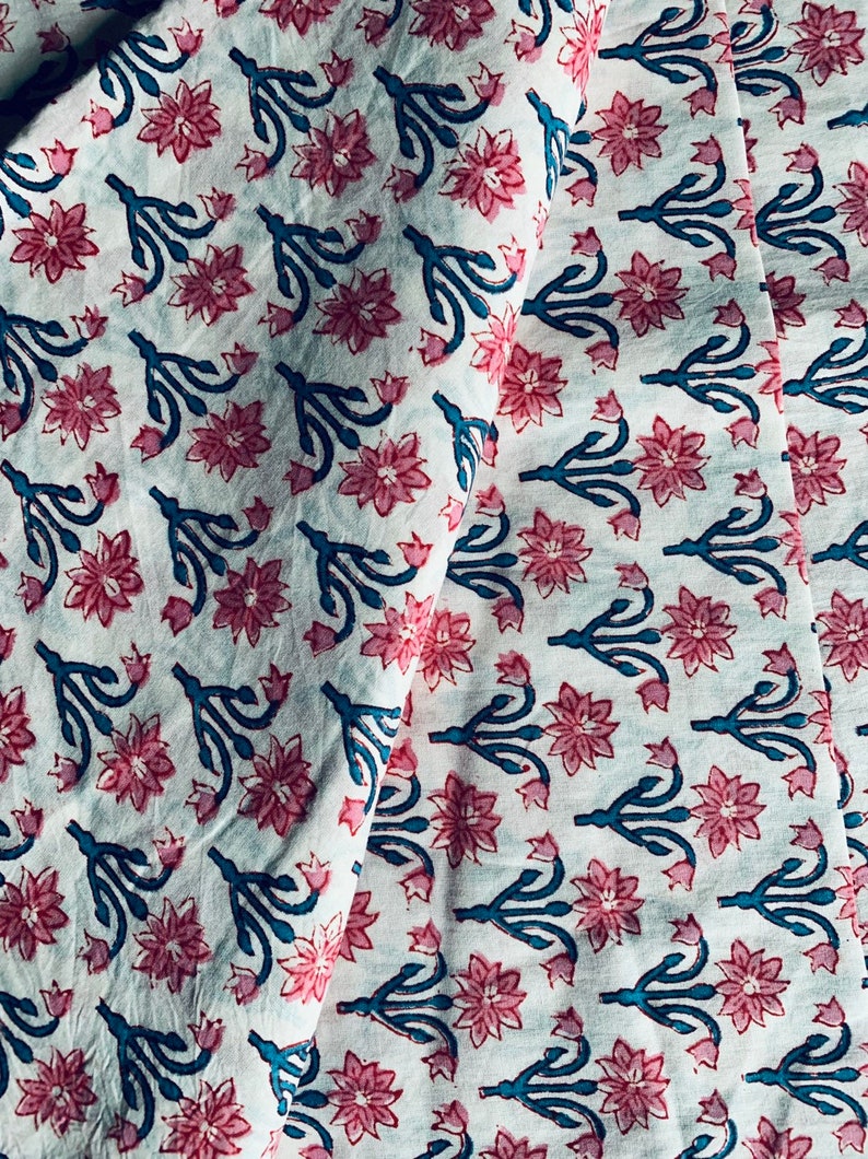 Pink Hand Block Print Printed Cotton Fabric Block Printed - Etsy