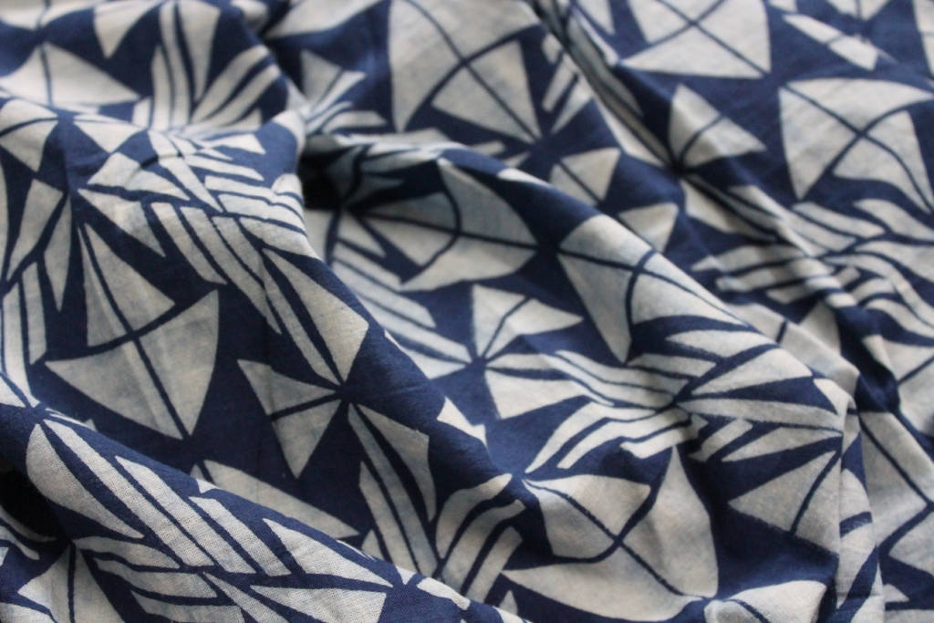 Hand Block Print Indigo Dyed Fabric Geometric Print Fabric - Etsy