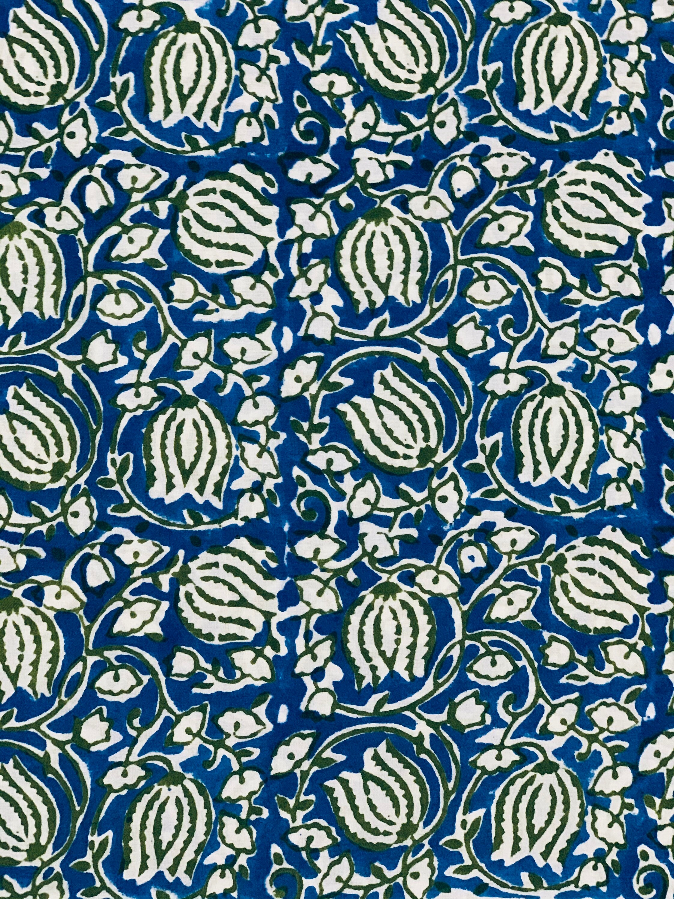 Hand block print floral print soft cotton fabric Fabric | Etsy