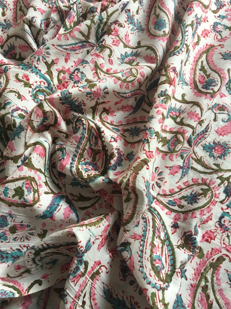 Beautiful Hand Block Print Fabric Soft Cotton Fabric Paisley | Etsy