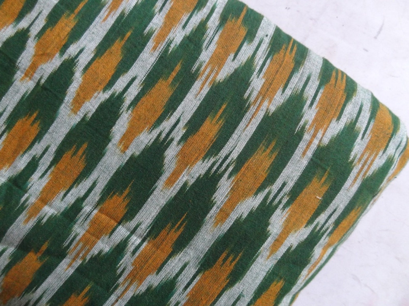 Green Ikat Fabric Cotton Fabric Womens Clothing Handwoven | Etsy