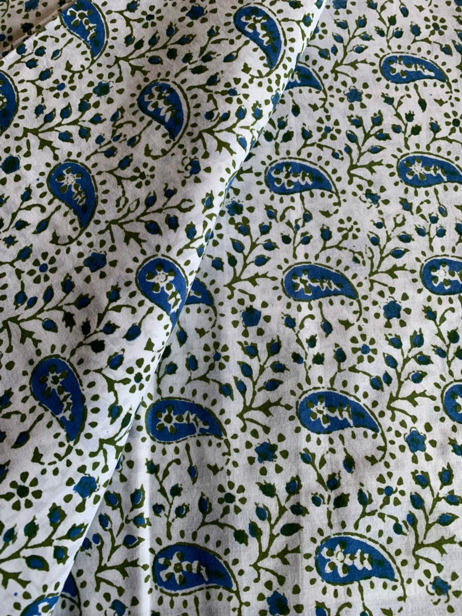 Blue Paisley Print Hand Block Print Printed Cotton Fabric - Etsy
