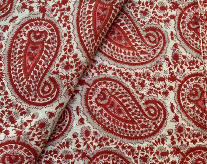 Red Paisley Print Hand Block Print Printed Cotton Fabric | Etsy