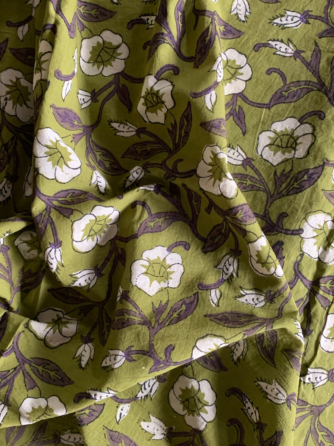 Green Beautiful Hand Block Printed Salmon Fabric Cotton | Etsy