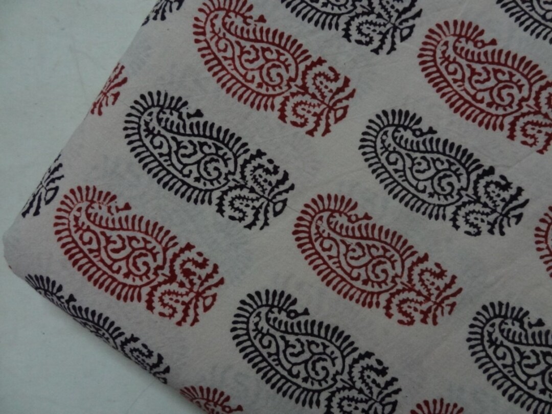 Paisley Print Block Print Fabric Cotton Fabric by Yard Indian Fabric ...