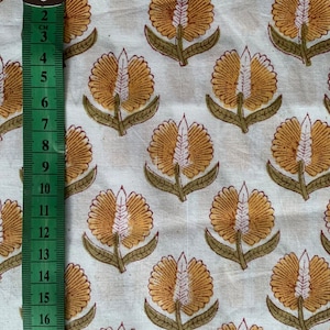 Yellow Sanganeri Buti Print Fabric Block Printed Indian Cotton ...