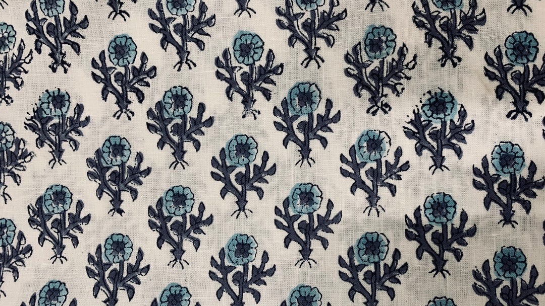 Linen Fabric, Hand Block Print Fabric, Indian Fabric, Fabric by Yard ...