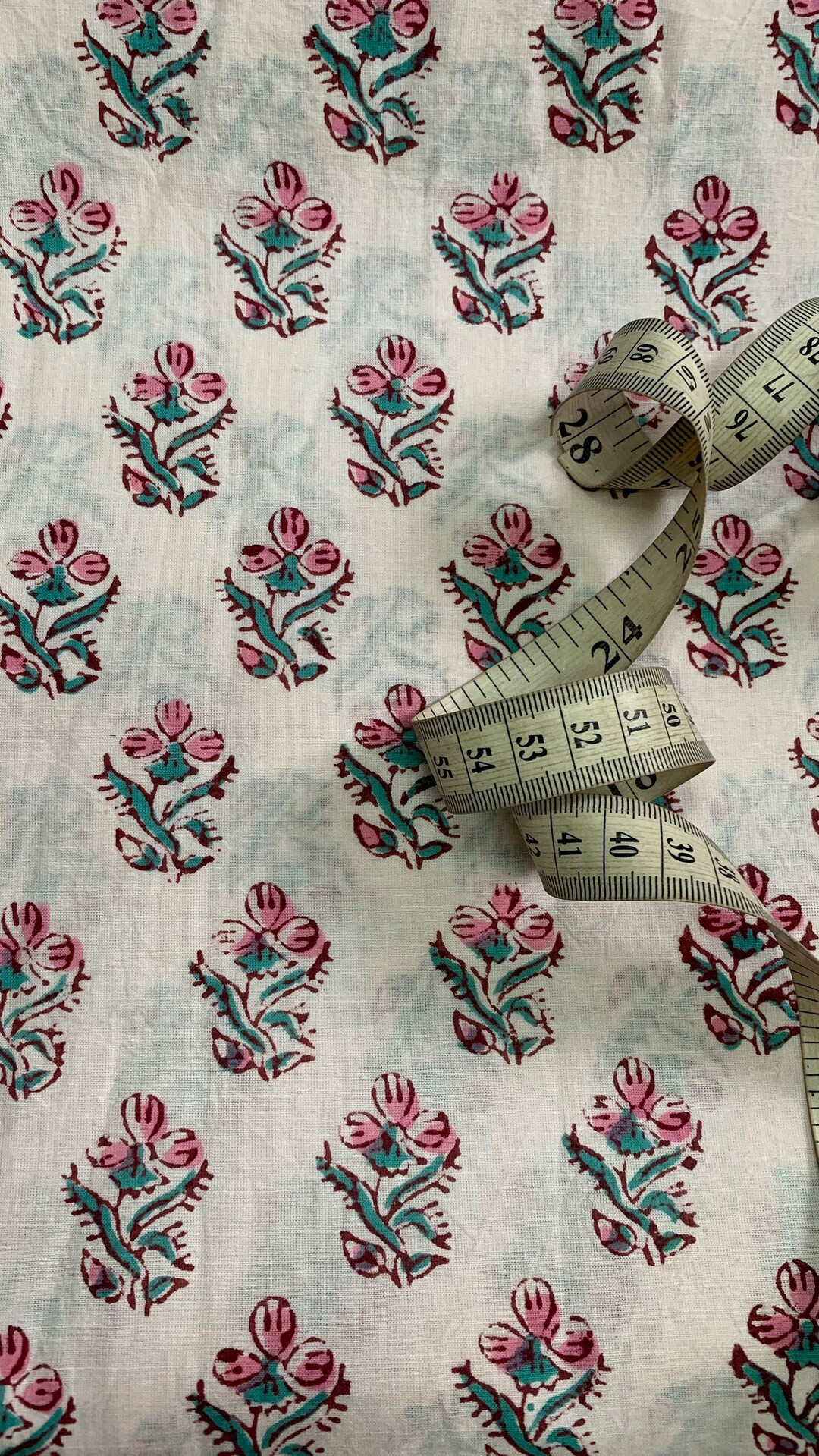 Pink Floral Print Fabric by the Yard Indian Hand Block Printed Cotton ...