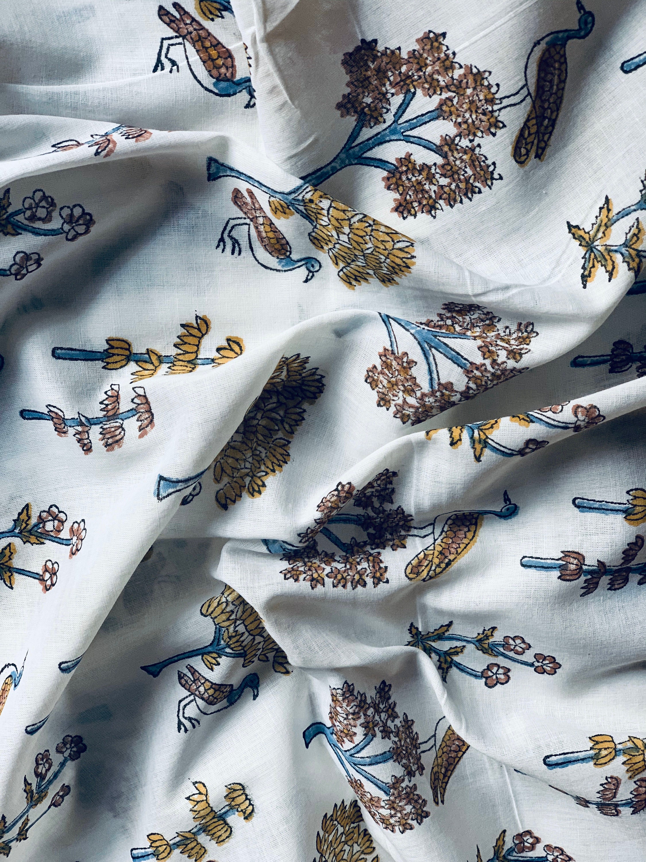 Cotton Fabric floral block print sewing theme fabric modern | Etsy