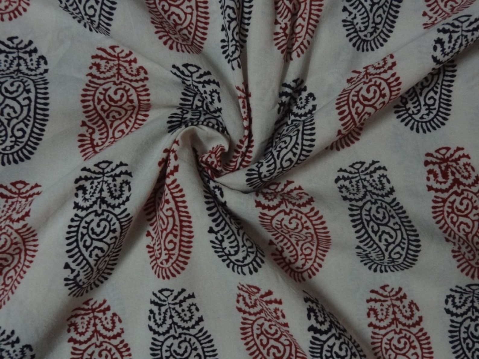 Paisley Print Block Print Fabric Cotton Fabric by Yard Indian | Etsy