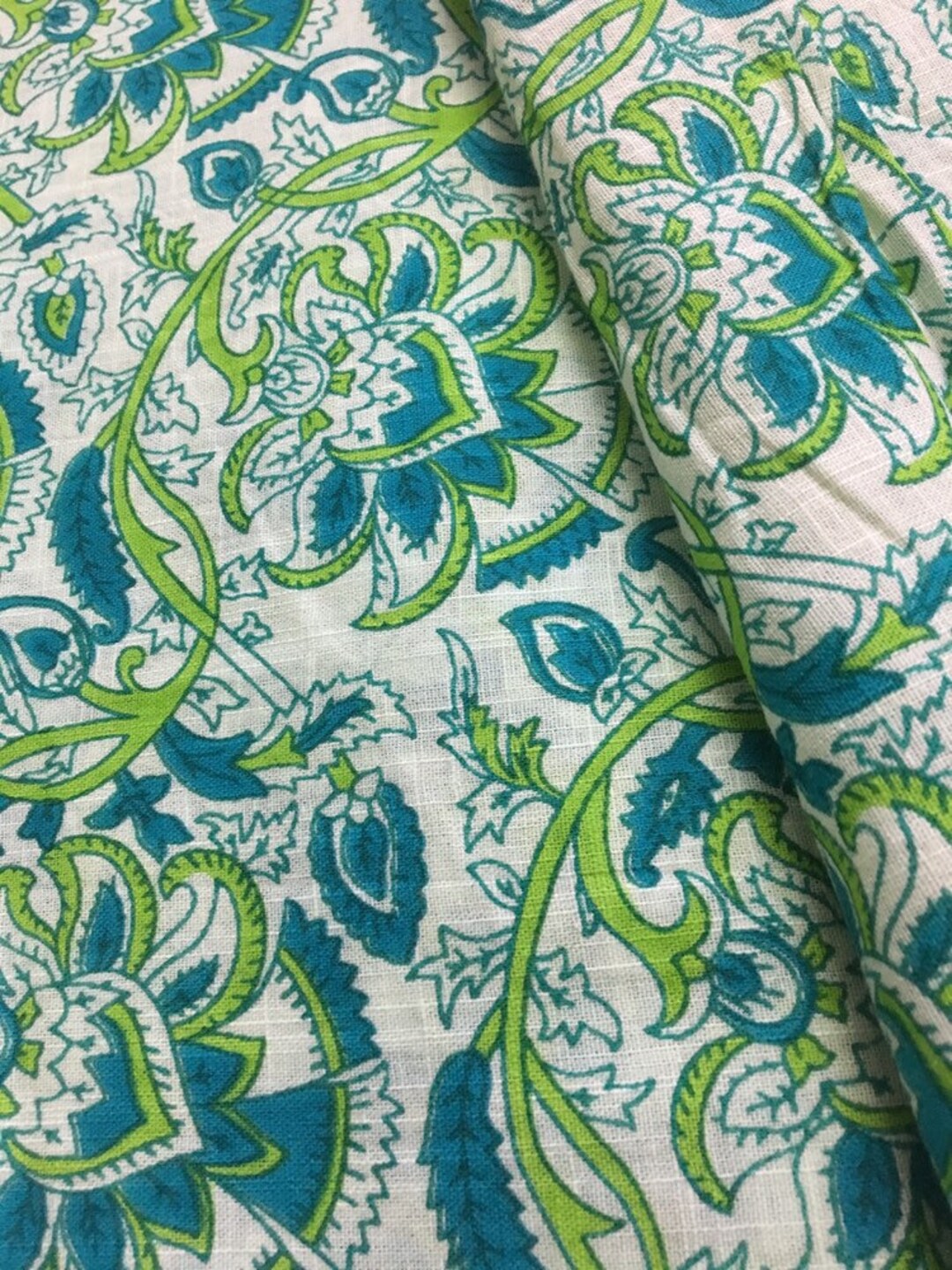 Cyan Modern Floral Fabric Soft Cotton Sewing Theme Fabric Fabric Floral ...