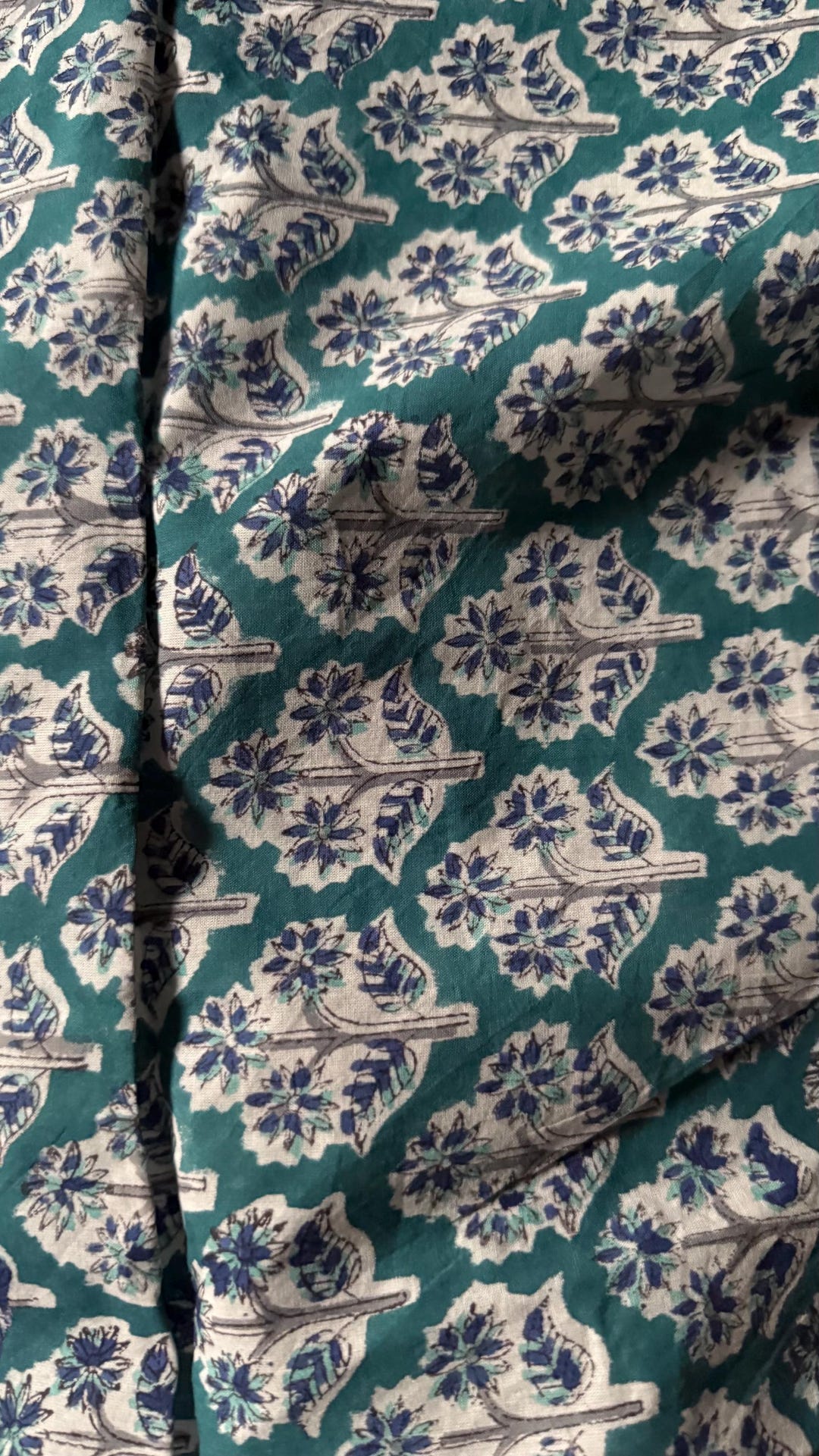 Cyan Beautiful Hand Block Printed Fabric, Cotton Fabric, Indian Fabric ...