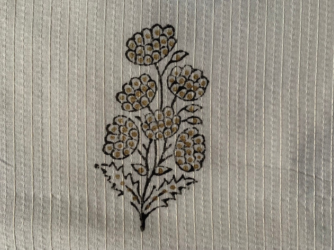 Black Hand Block Print Fabric Cotton Fabric Indian Fabric | Etsy