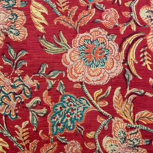 Red Floral Print Fabric by the Yard Indian Hand Block Printed - Etsy