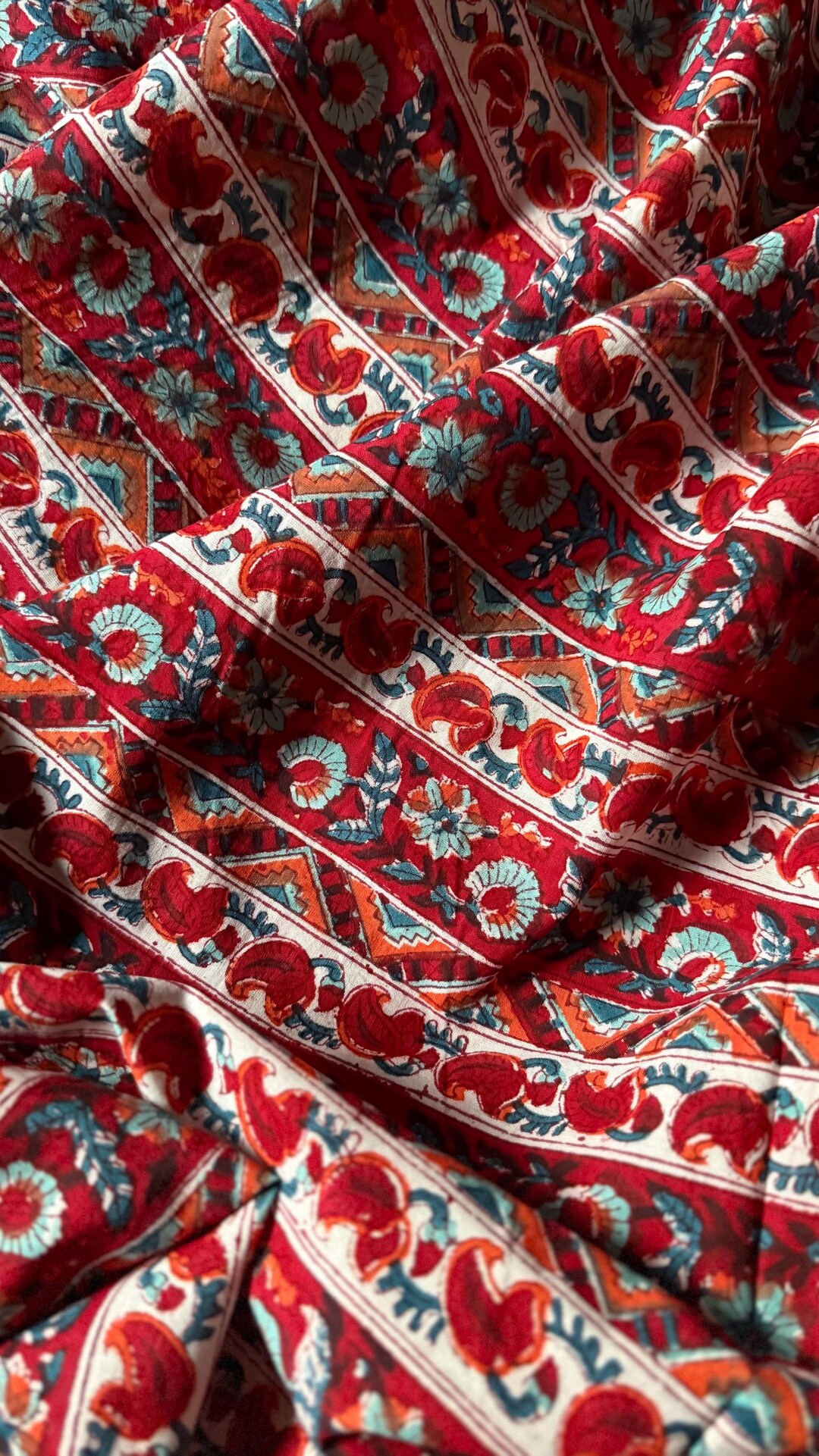 Red Hand Block Print, Floral Print, Soft Cotton Fabric, Fabric Modern ...