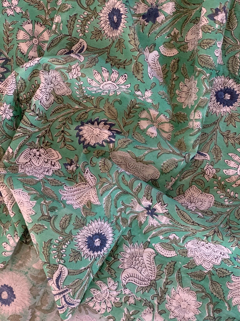 Floral block print cotton fabric sewing theme fabric womens | Etsy