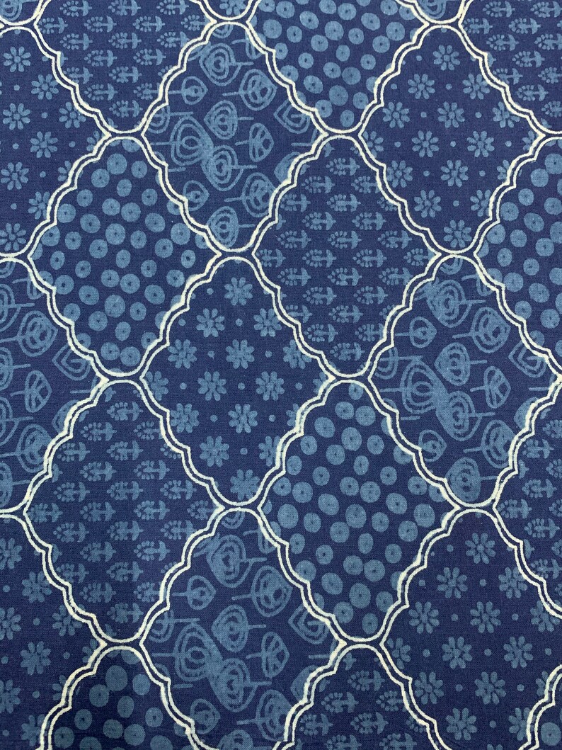 Indigo Block Print Fabric Hand Block Printed Fabric Natural - Etsy
