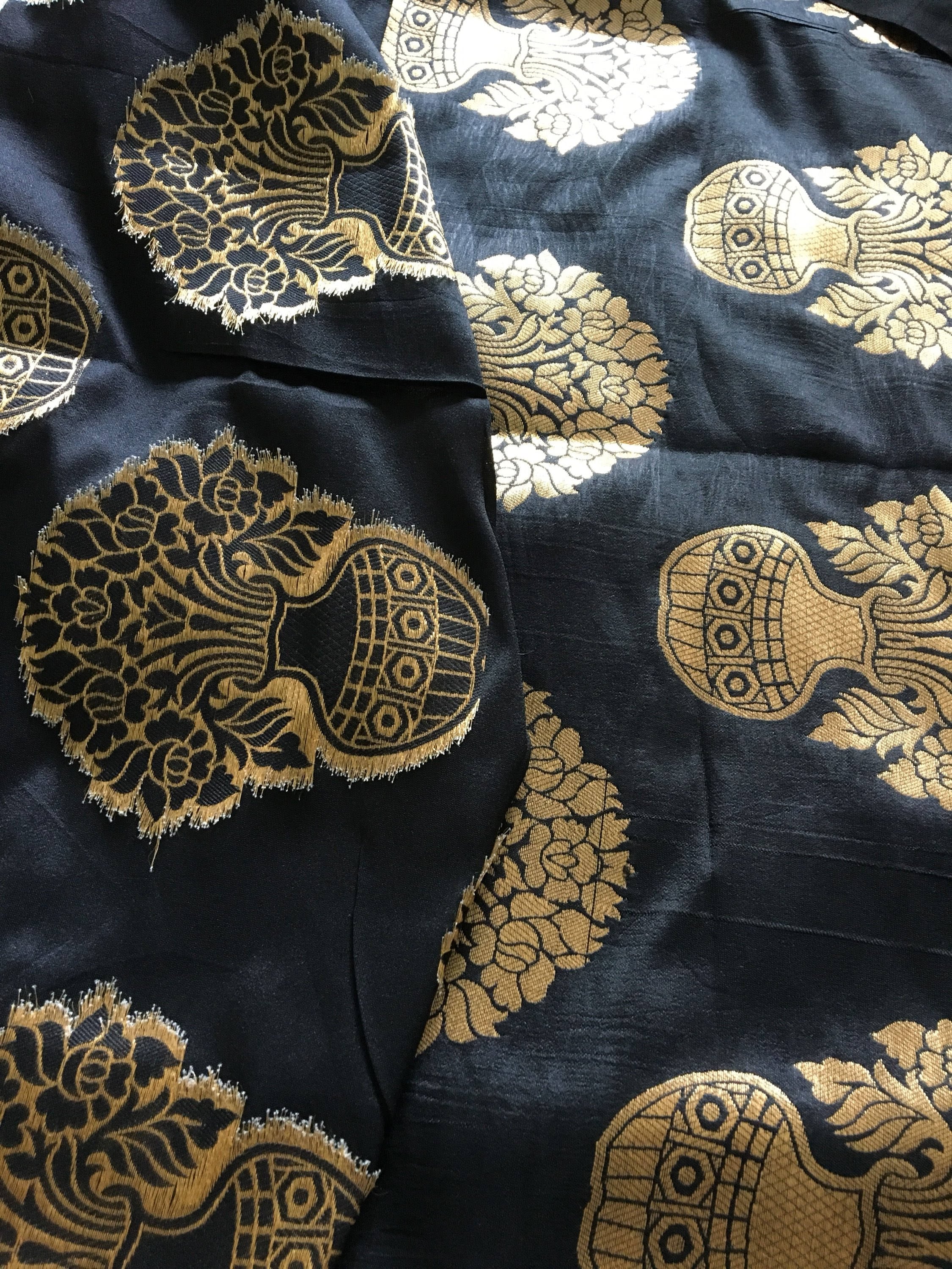 Brocade Fabric Golden Zari Work Brocade Silk Fabric Indian | Etsy