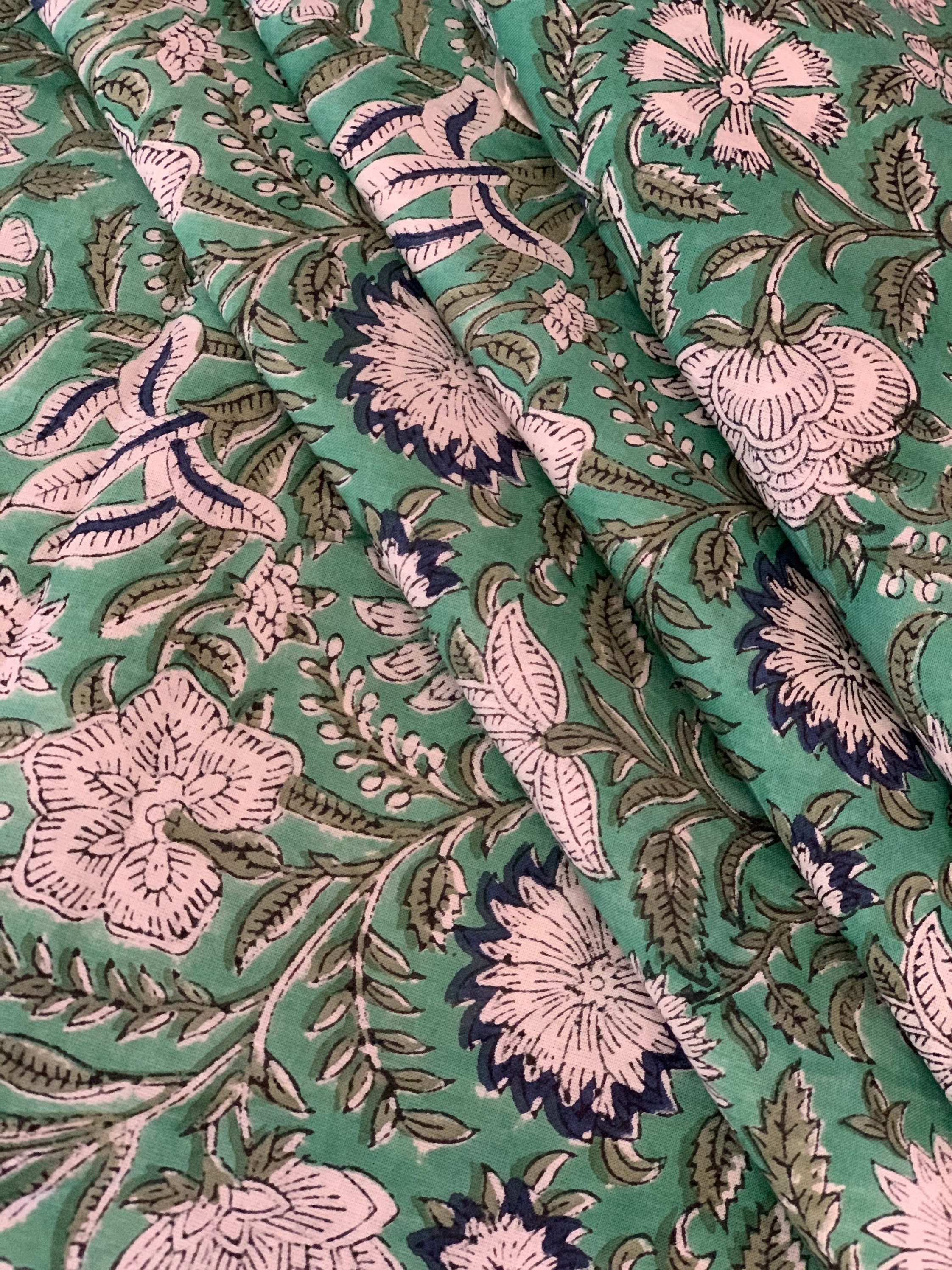 Floral block print cotton fabric sewing theme fabric womens | Etsy