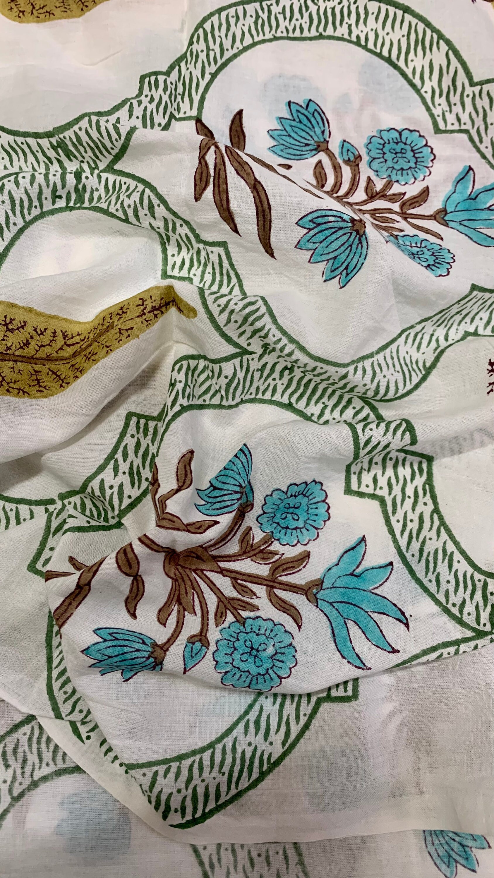 Hand block print floral print soft cotton fabric Fabric | Etsy