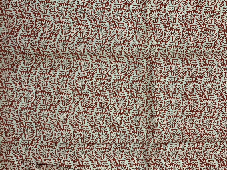 Hand Block Print Lotus Print Soft Cotton Fabric Fabric | Etsy