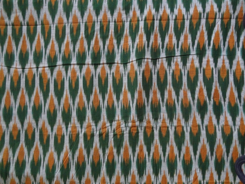 Green Ikat Fabric Cotton Fabric Womens Clothing Handwoven | Etsy