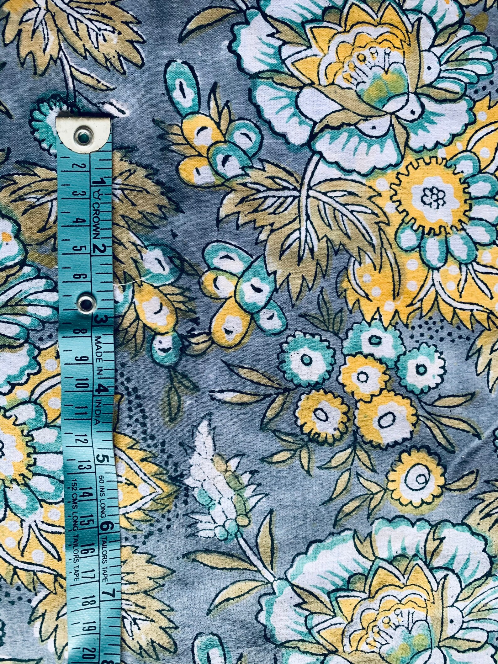 Gray Beautiful Hand Block Printed Salmon Fabric Cotton | Etsy