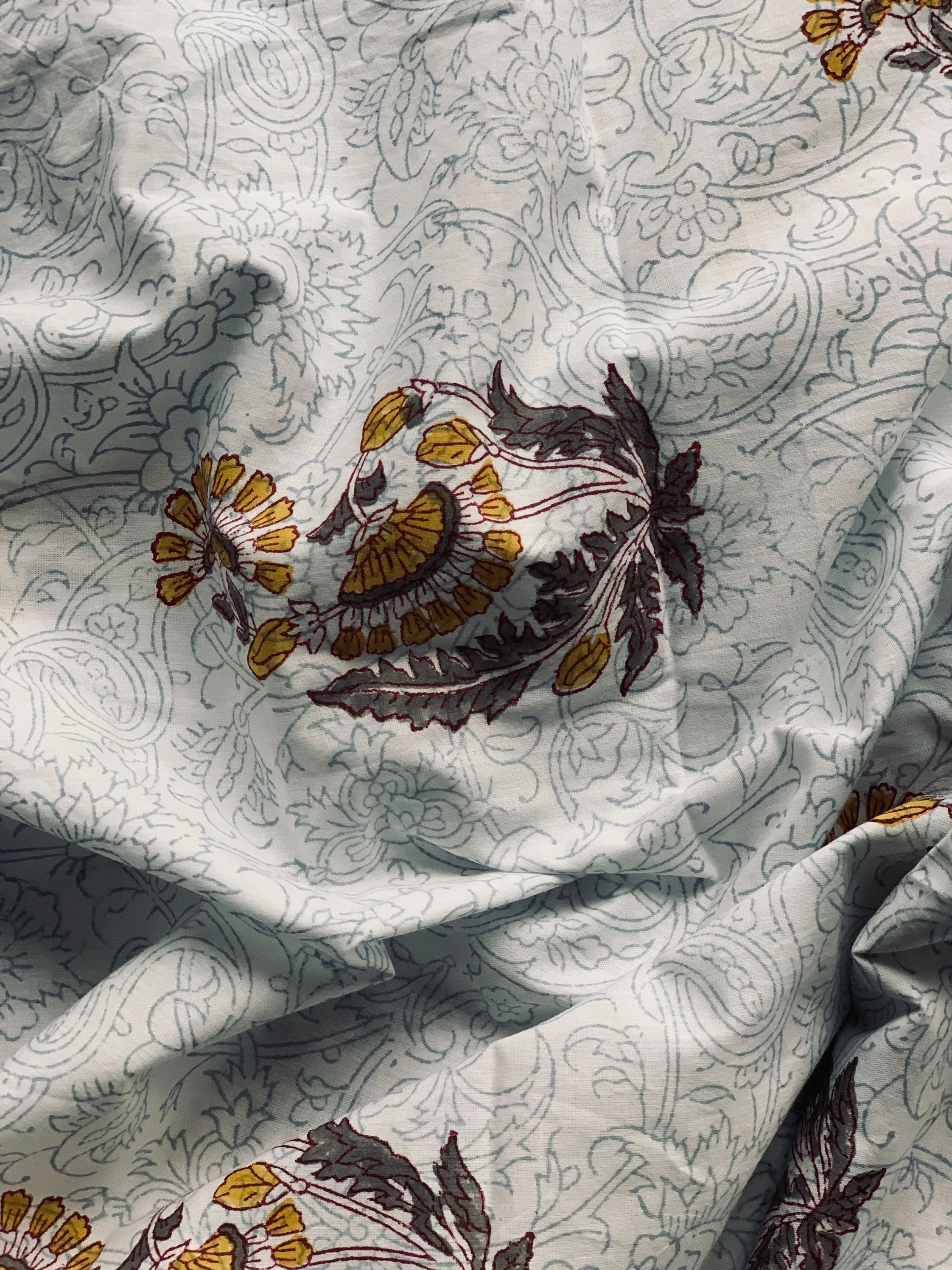 Floral Block Print Cotton Fabric Sewing Fabric Modern Floral | Etsy