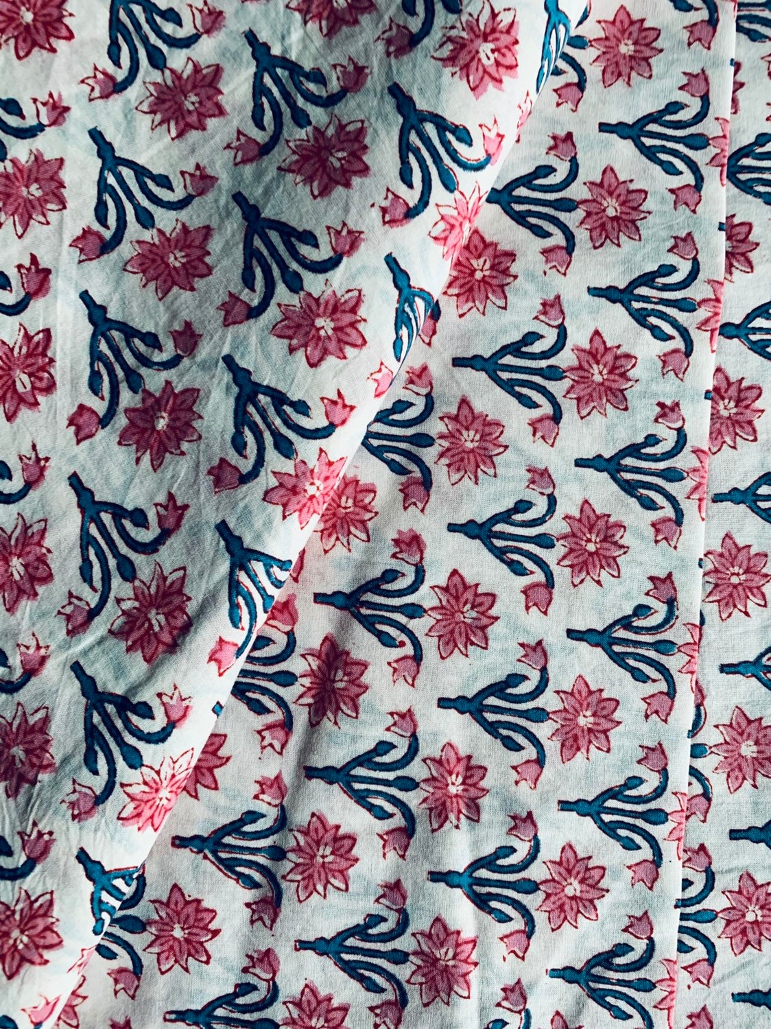 Pink Hand Block print printed cotton fabric block printed | Etsy