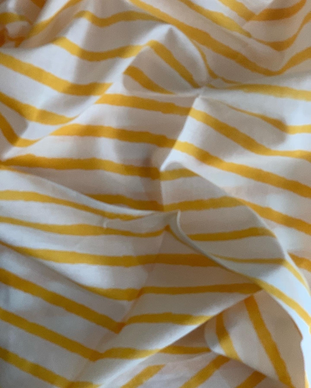 Yellow Stripes Block Print Cotton Fabric: Indian Sewing Material - Etsy