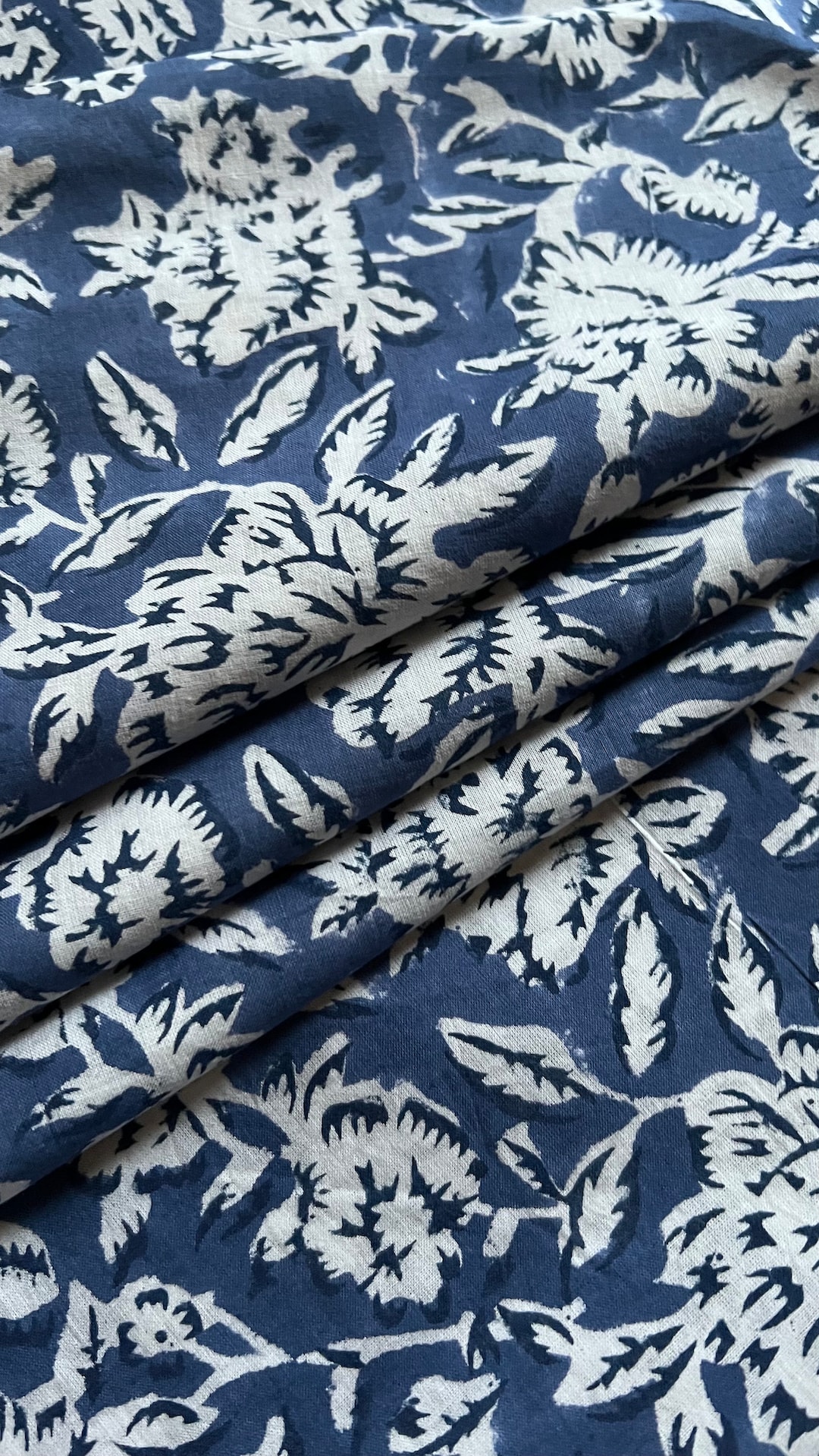 Blue Block Print Fabric Cotton Fabric Vegetable Dyes Womens Clothing ...