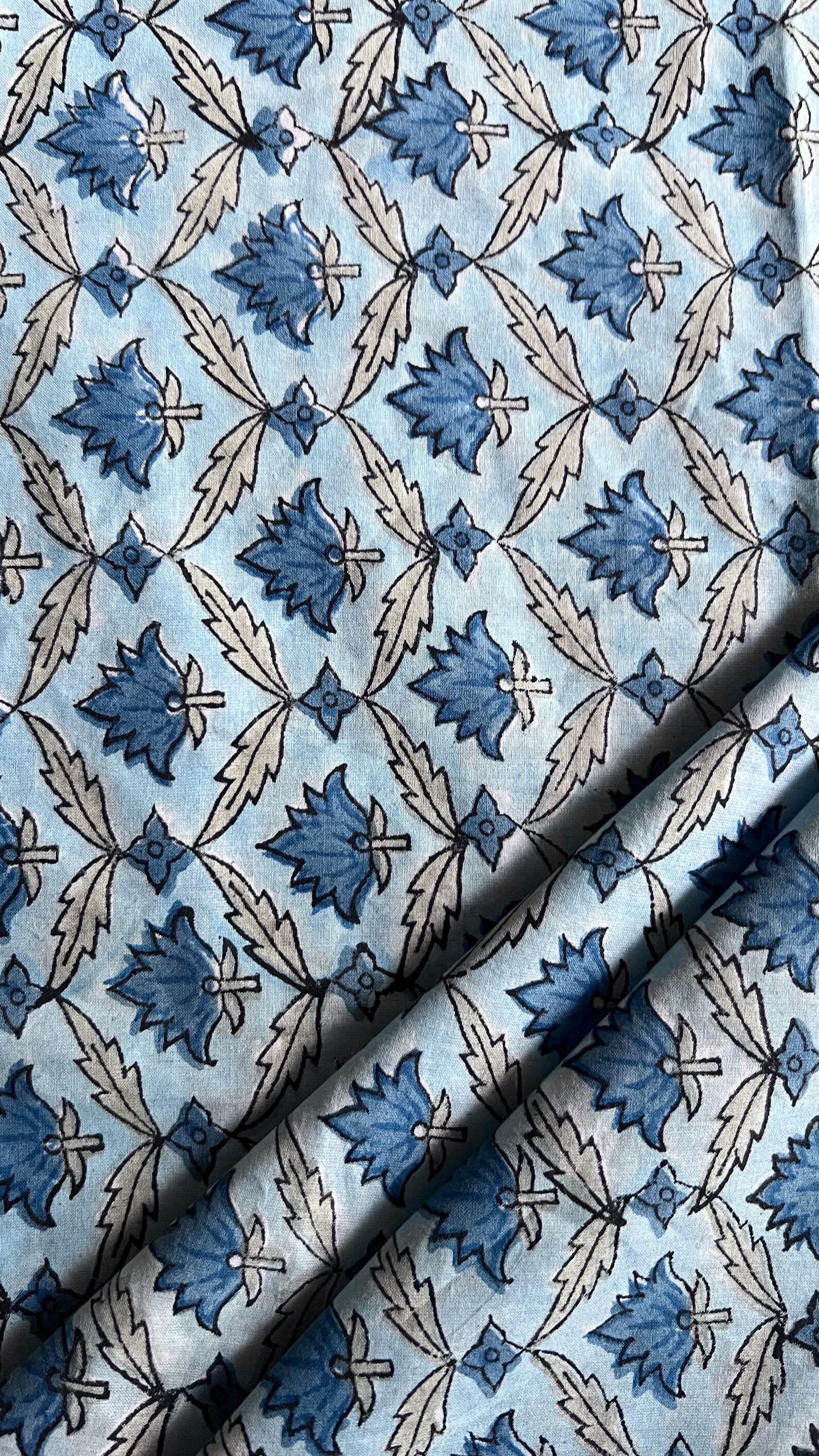 Cotton Print Fabric Hand Block Printed Indian Cotton Sanganeri Buti ...