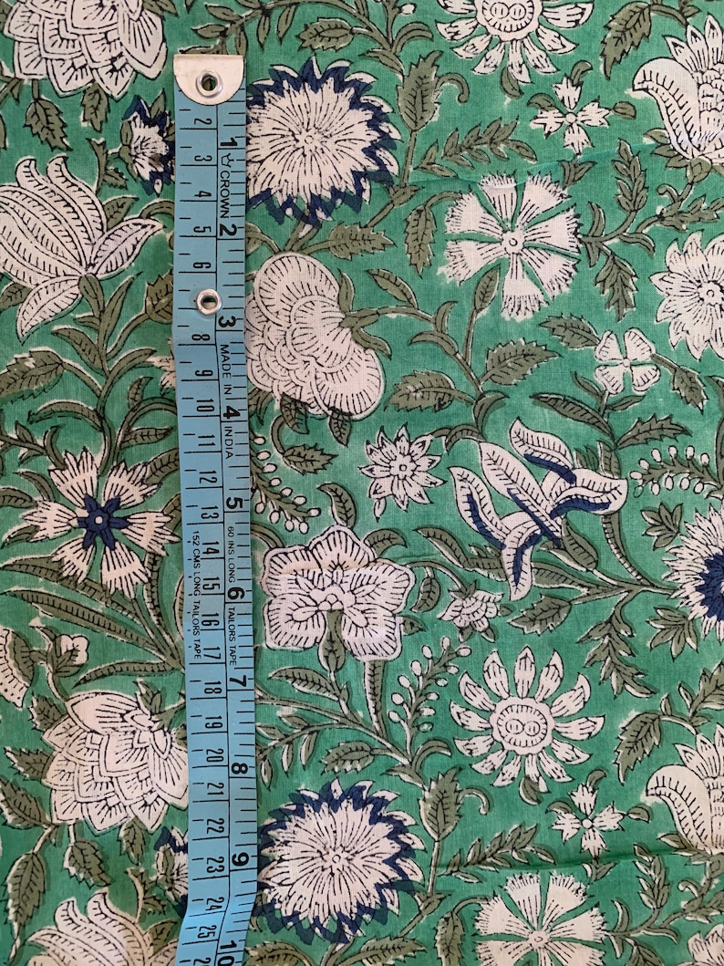 Floral block print cotton fabric sewing theme fabric womens | Etsy