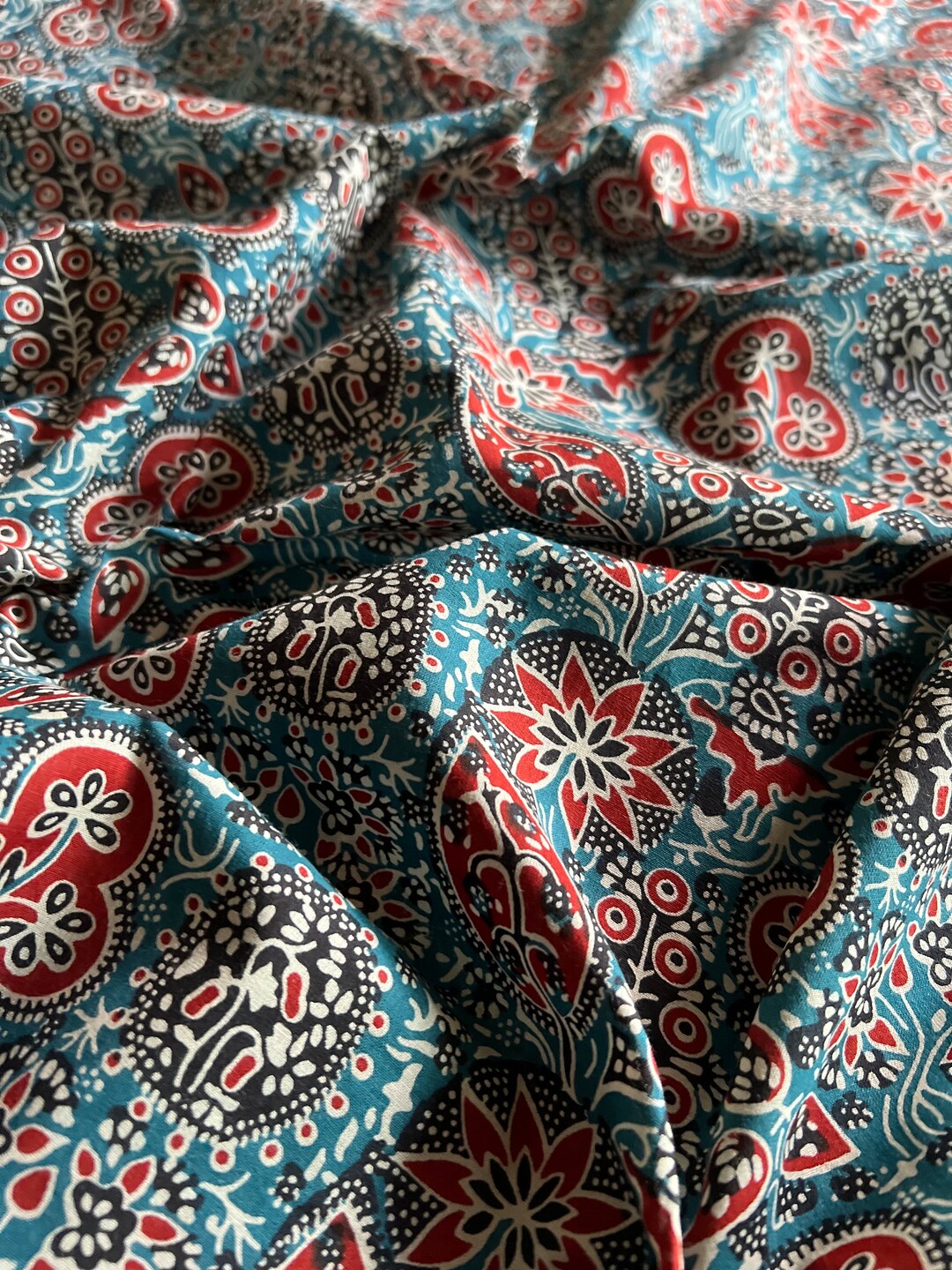 Blue Modern Floral Fabric Soft Cotton Fabric Floral Screen Print Soft ...