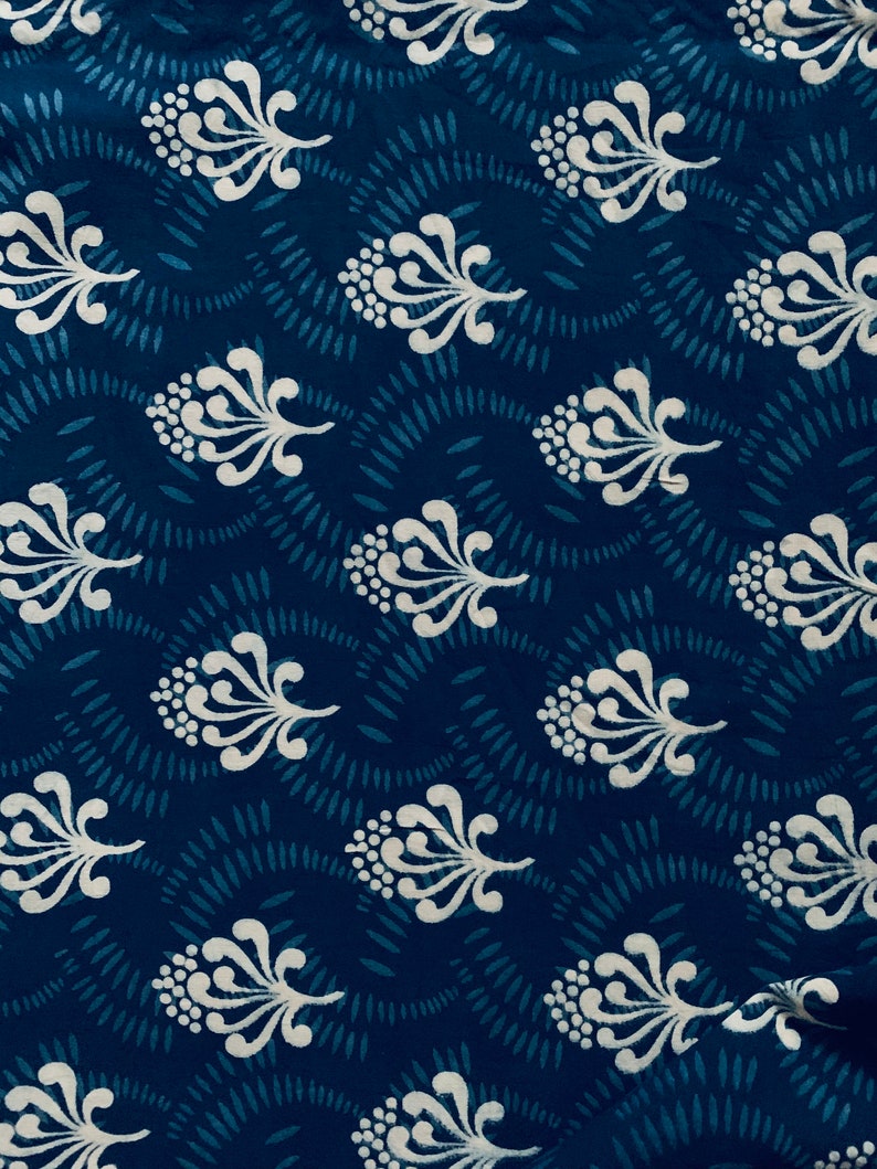 Hand Block Print Indigo Dyed Fabric Geometric Print Fabric | Etsy
