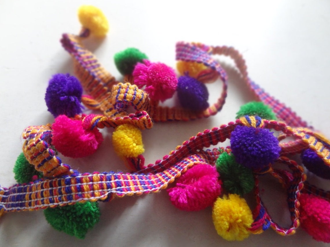 Free Shipping Pom Pom Lace Garland Ethnic Ribbon Pom Poms - Etsy