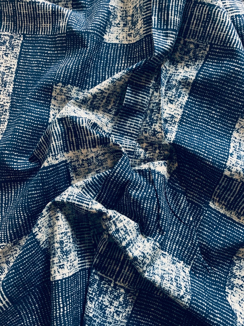 Buy Indian Block Print Cotton Fabric, Indigo Blue Hand Stamped, Sewing ...