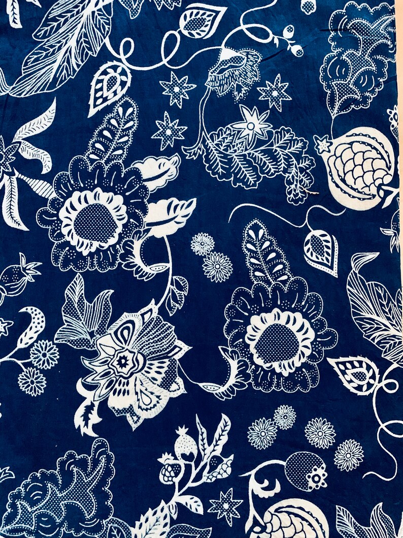 Hand Block print Indigo dyed fabric geometric print fabric | Etsy