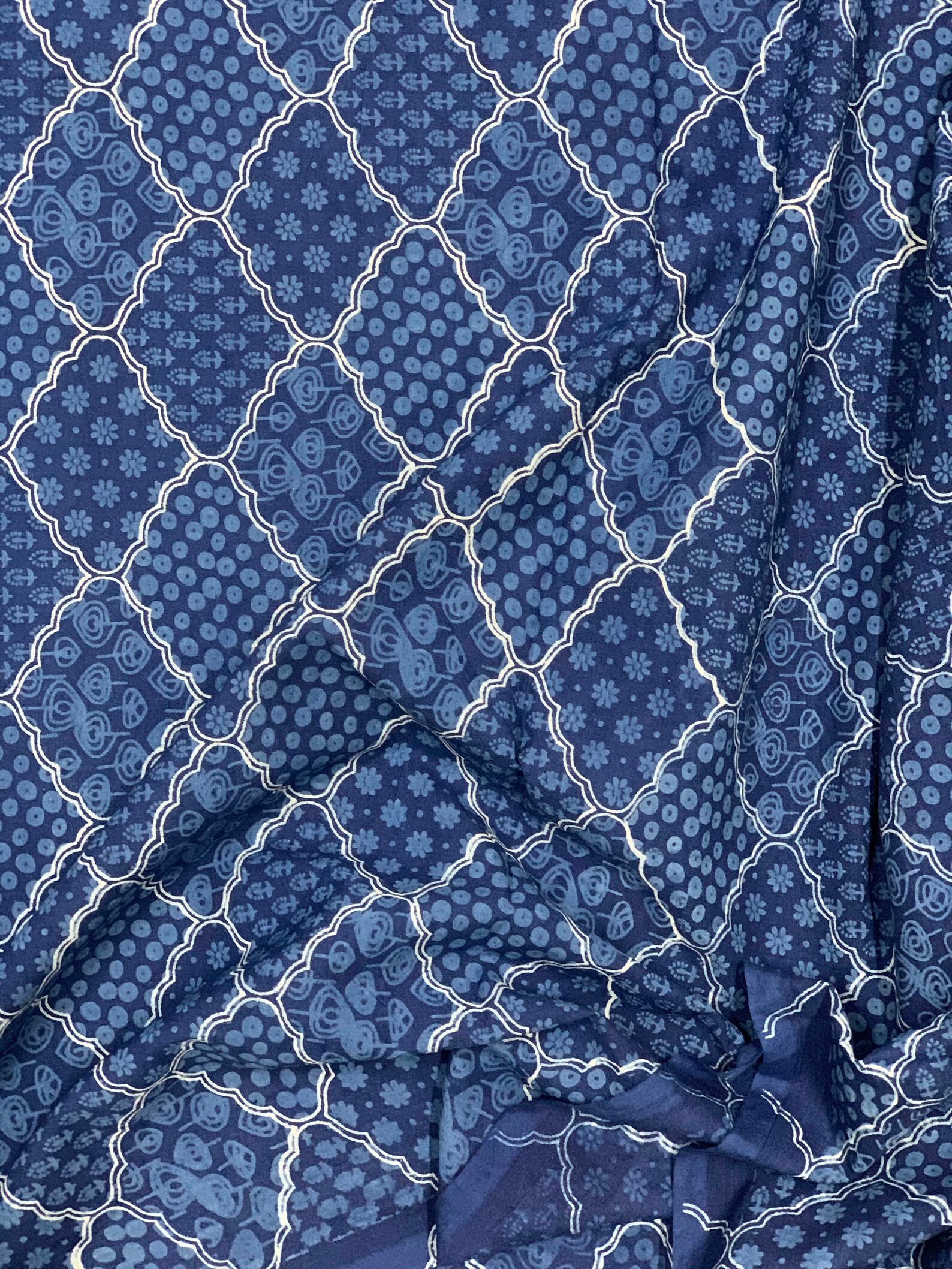 Indigo Block Print Fabric Hand Block Printed Fabric Natural - Etsy