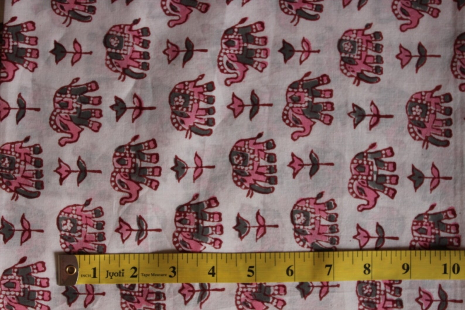Pink Elephant Print Hand Block Print Printed Cotton Fabric - Etsy