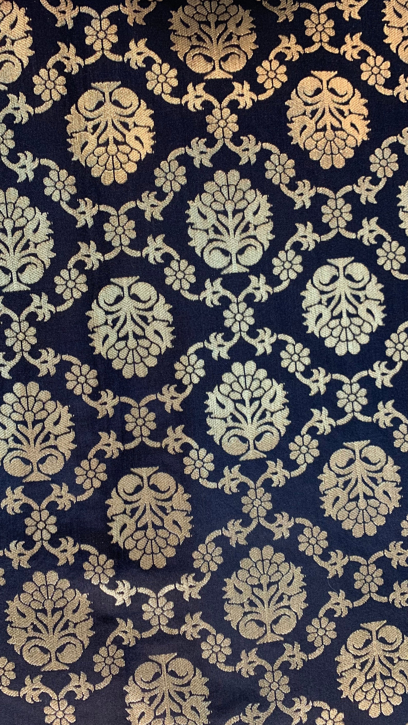 Black Banarasi Indian Brocade Fabric by the Yard Blended Silk - Etsy