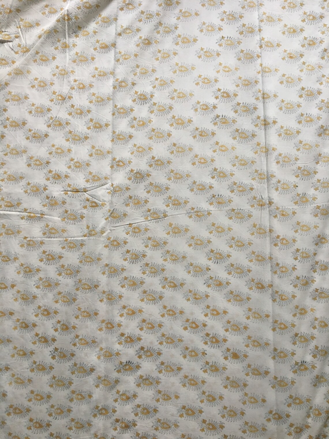 Mustard yellow Paisley print cotton fabric block print | Etsy