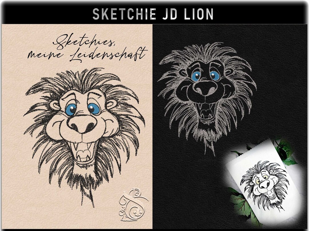 Embroidery File -JD Lion-no.4 Sketchies My Passion - Etsy